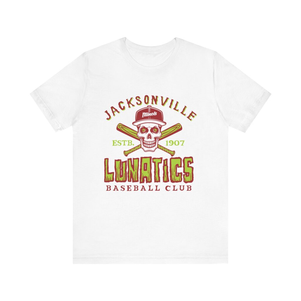 Jacksonville Lunatics Retro Baseball Tee – Illinois League Skull Logo ...