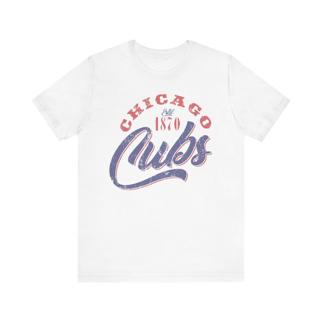 Chicago Cubs Script Baseball T-Shirt – Vintage 1870 Heritage Logo Tee ...